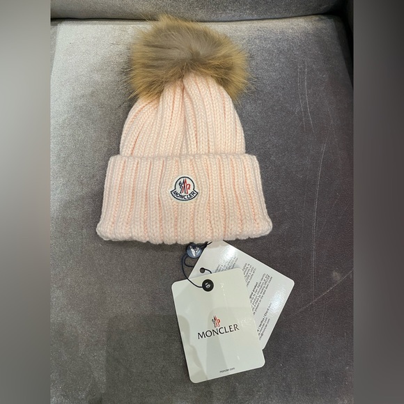Moncler | Accessories | Moncler New Ribbed Blush Pink Beanie Toque Hat ...